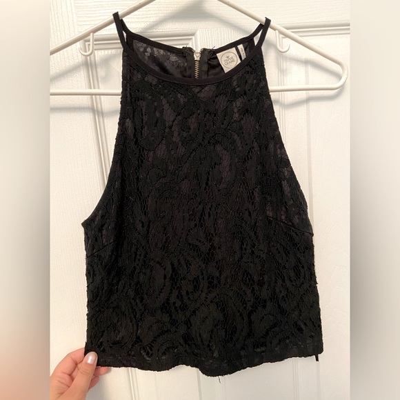 Paper Crane | Tops | Paper Crane Black Lace Zipper Crop Top Halter ...